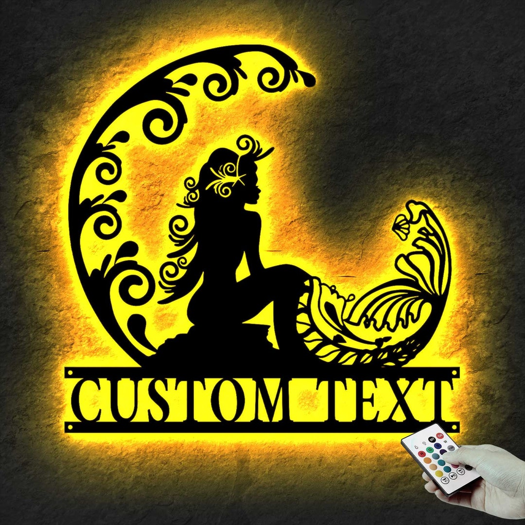 Custom Mermaid Metal Monogram Sign, Personalized Mermaid Name Sign With ...