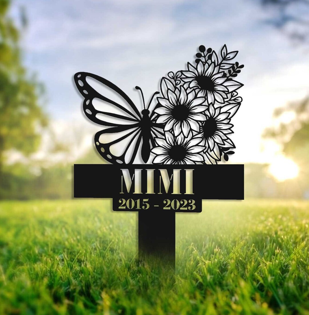 Personalized Cross Butterfly Memorial Stake, Garden Decor, Butterfly ...