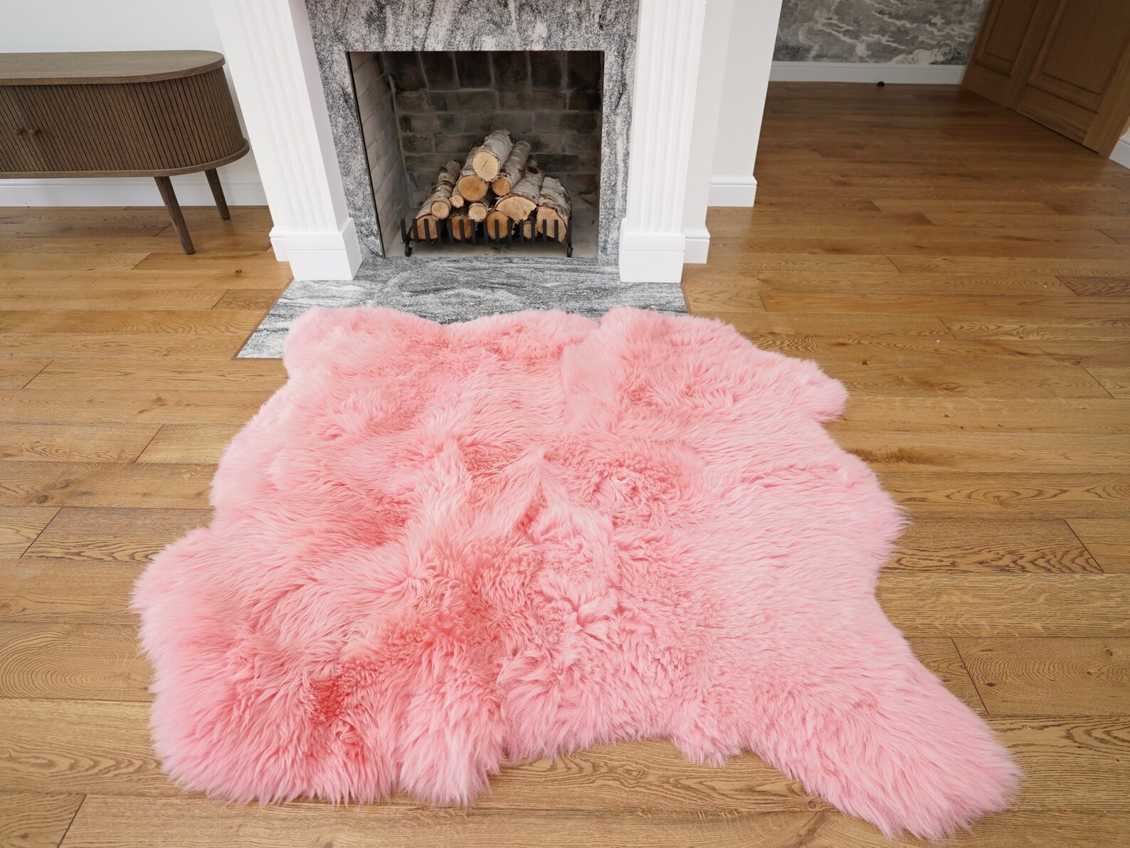 GIANT SHEEPSKIN Double XXXL Pink Throw Genuine Leather Sheep Skin 50" X ...