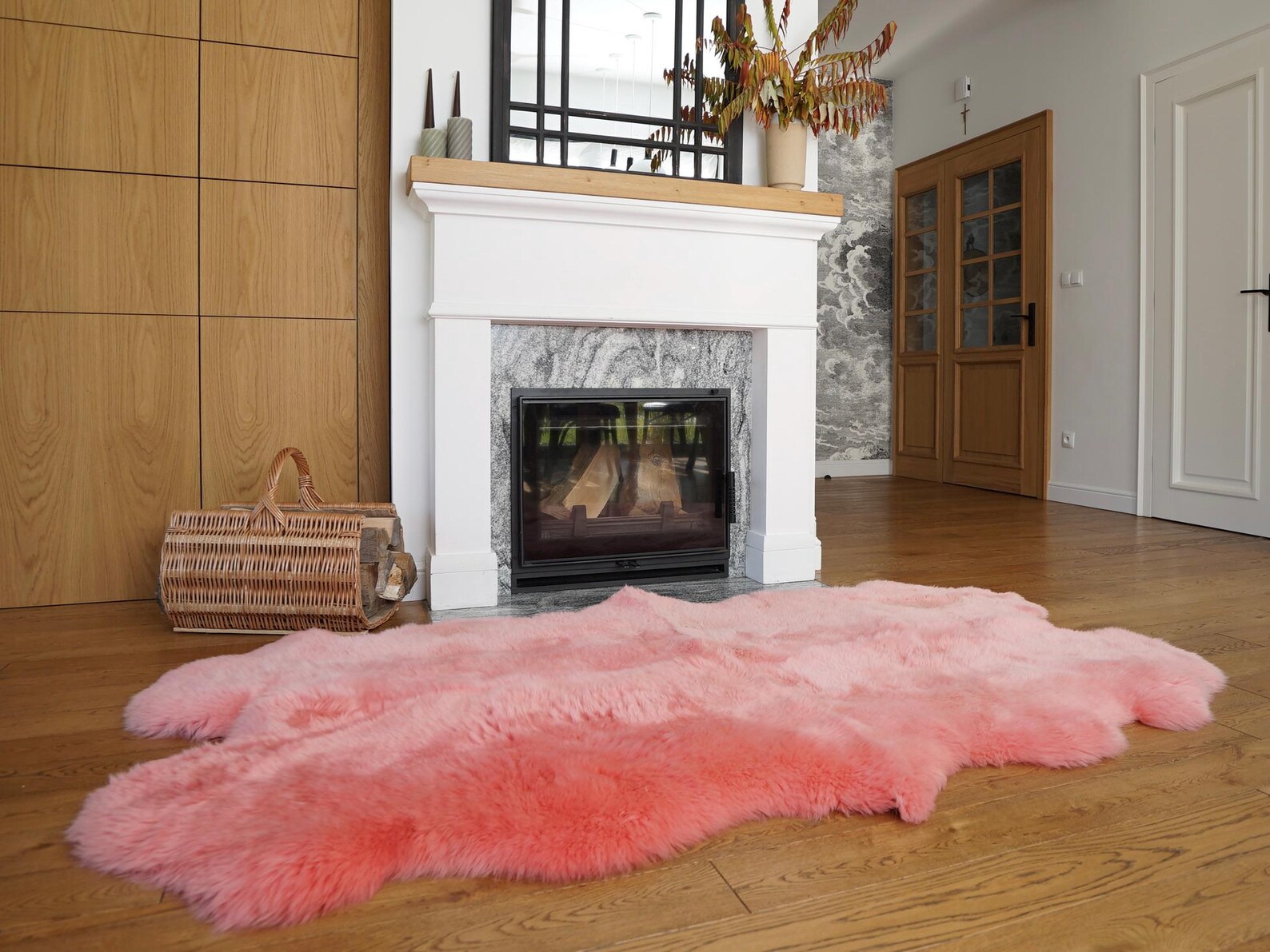 GIANT RUG FOUR Sheepskin Pink Throw Genuine Leather Sheep Skin ...