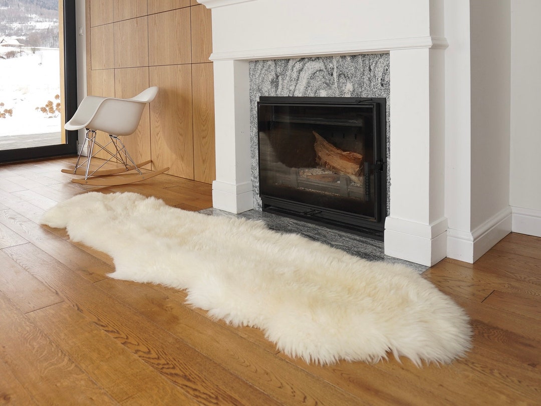 GIANT SHEEPSKIN Double XXL White Cream Throw Genuine Leather Sheep Skin ...