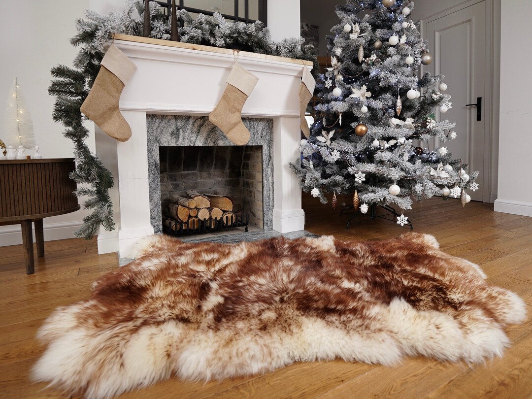 GIANT SHEEPSKIN Triple Brown XXL Mouflon Throw Genuine Leather Sheep ...