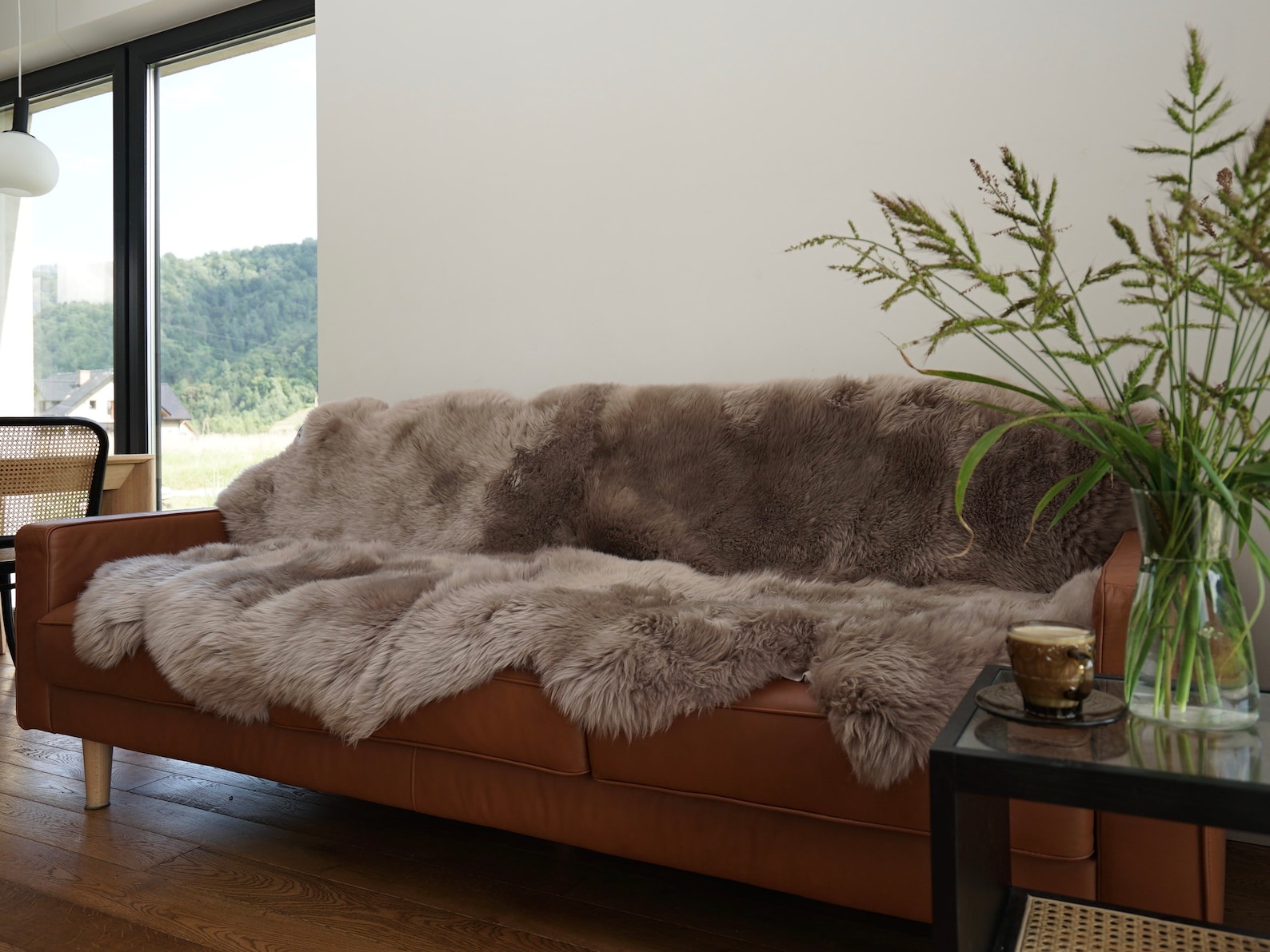 GIANT RUG FOUR Sheepskin Brown Throw Genuine Leather Sheep Skin ...