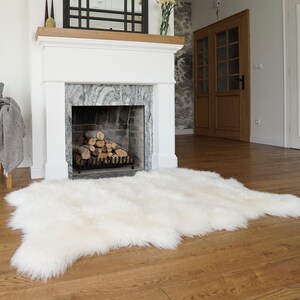 SHEEPSKIN Triple Short Hair XXL White Throw Genuine Leather Sheep Skin ...
