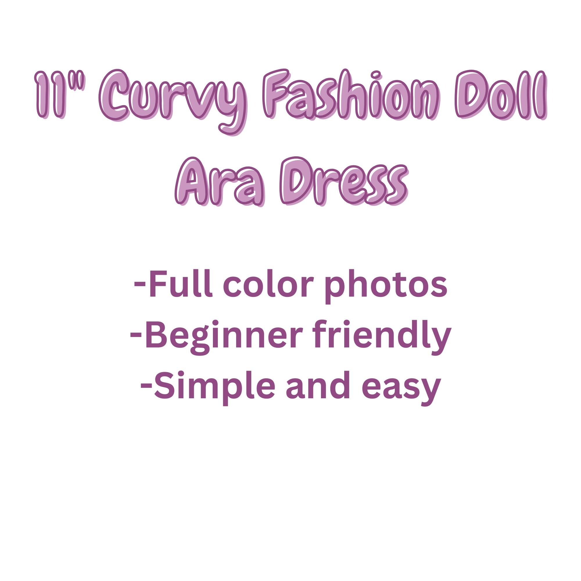 11" Curvy Fashion Doll Ara Dress Pattern That Fits Dolls Like Curvy ...