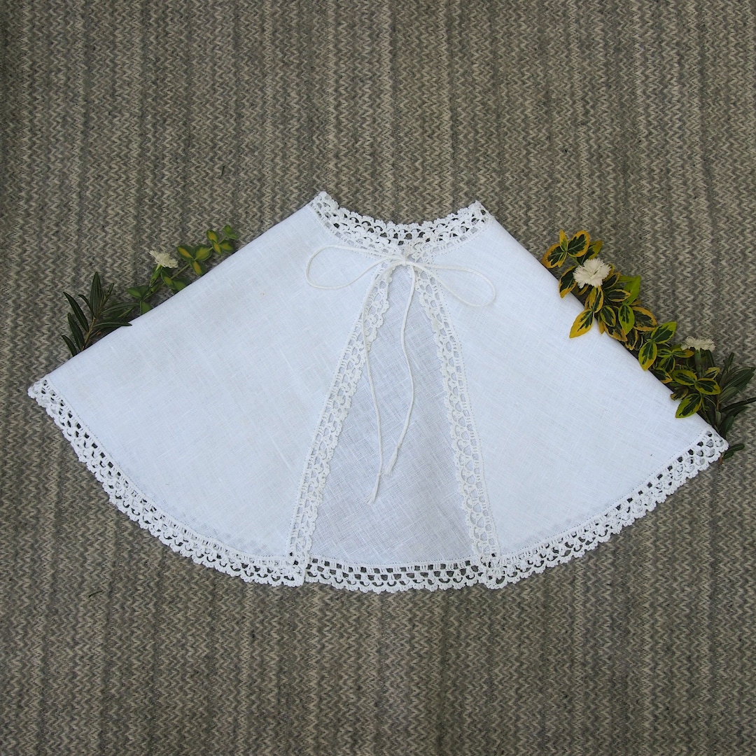 Linen Christening Baptism Cape / Cape De Baptême. Crochet Border. Ready ...