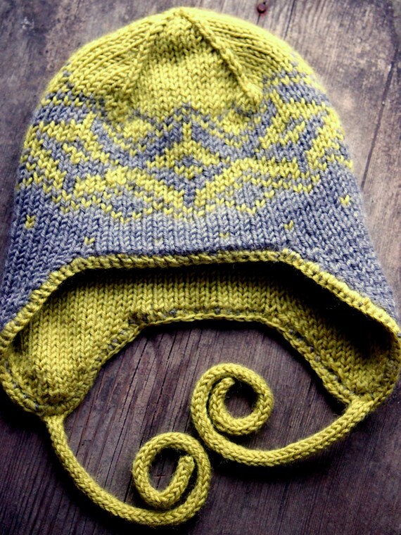 Double Knitted Hat/ Nordic / Reversible/ Wool / Ear Flaps / | Etsy