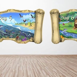 Biblical Story of Genesis Creation Scrolls Peel and Stick Reusable ...