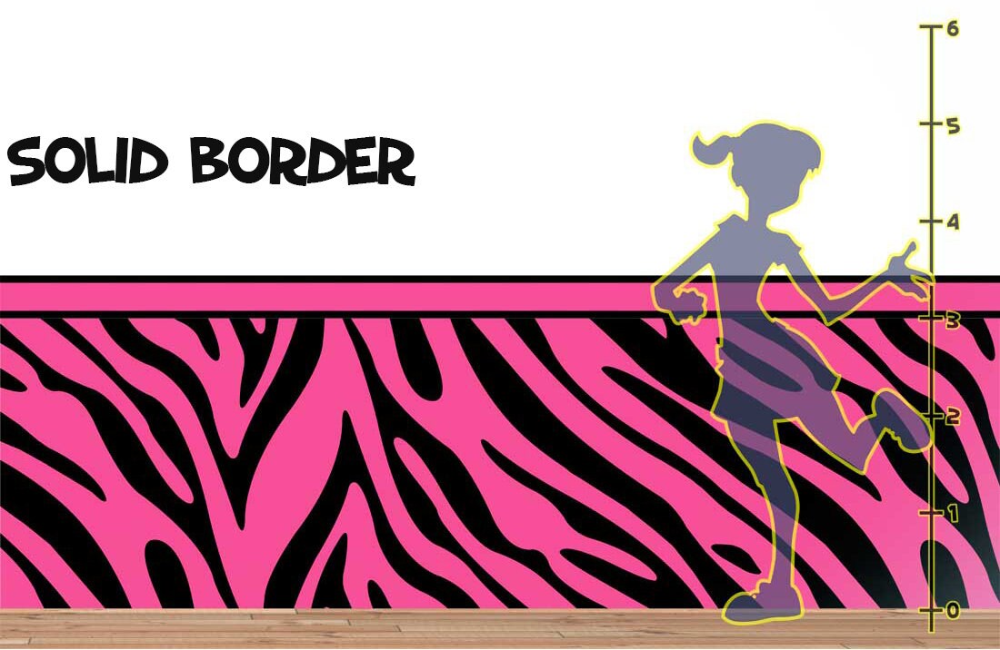 Hot Pink Zebra Pattern Peel and Stick Wallcovering Wainscot Wall Decals ...