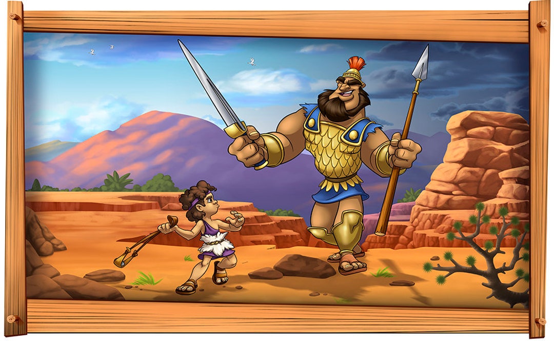 Biblical David & Goliath Scene Wall Decal (choice of Frame or Scroll ...