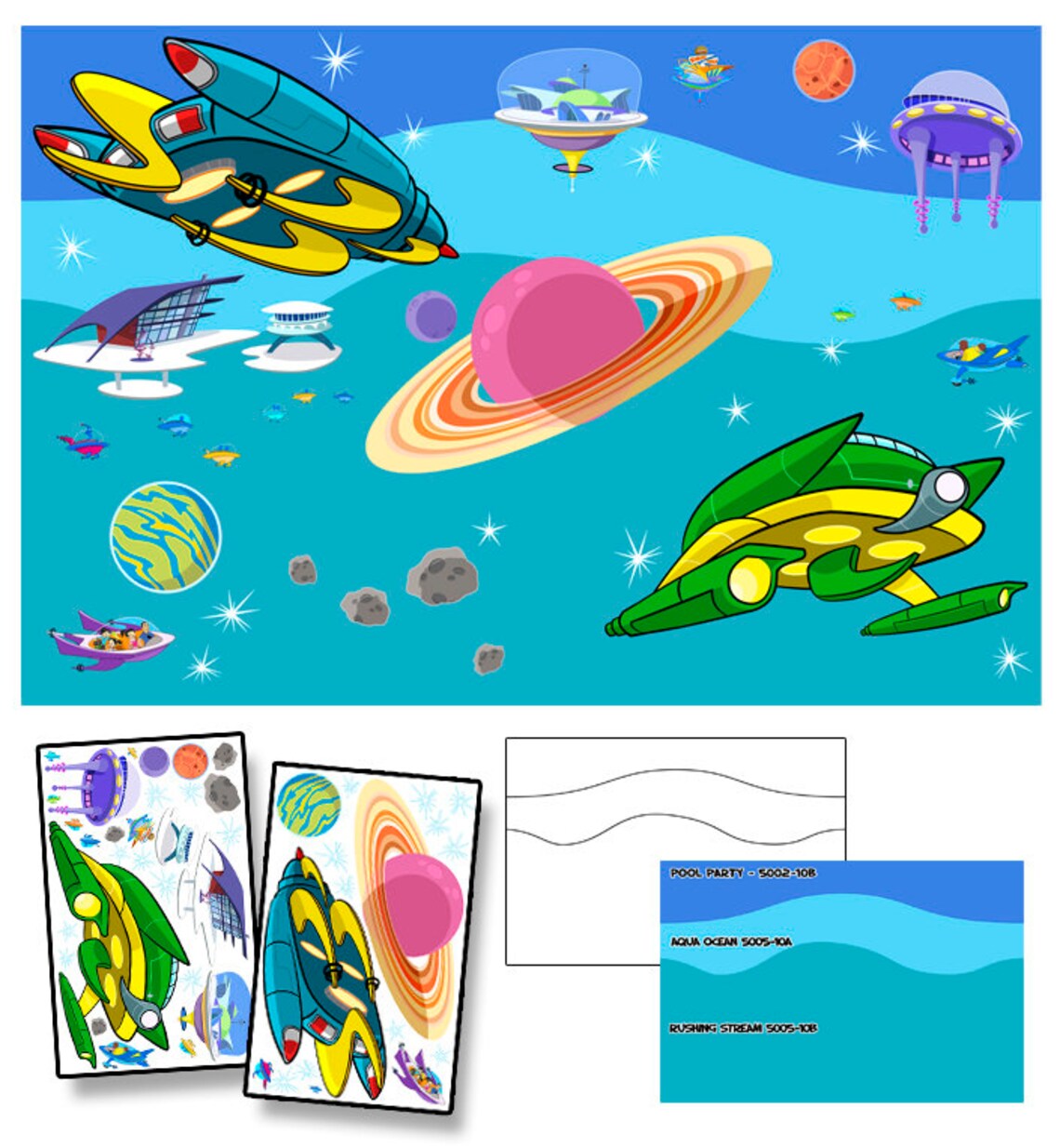 Jetsons Inspired Cosmic Outer Space Intergalactic Future World Mural ...