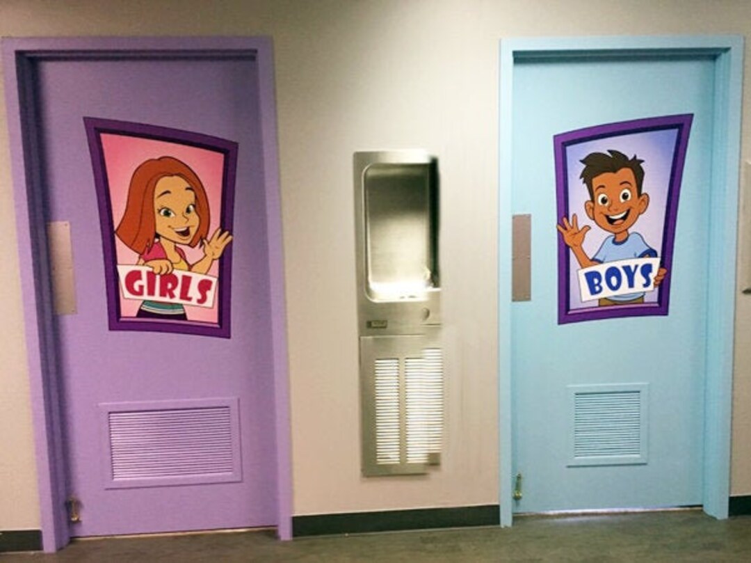 Boys and Girls (multiple Ages and Nationalities) Restroom/bathroom Door Signs Reusable and ...