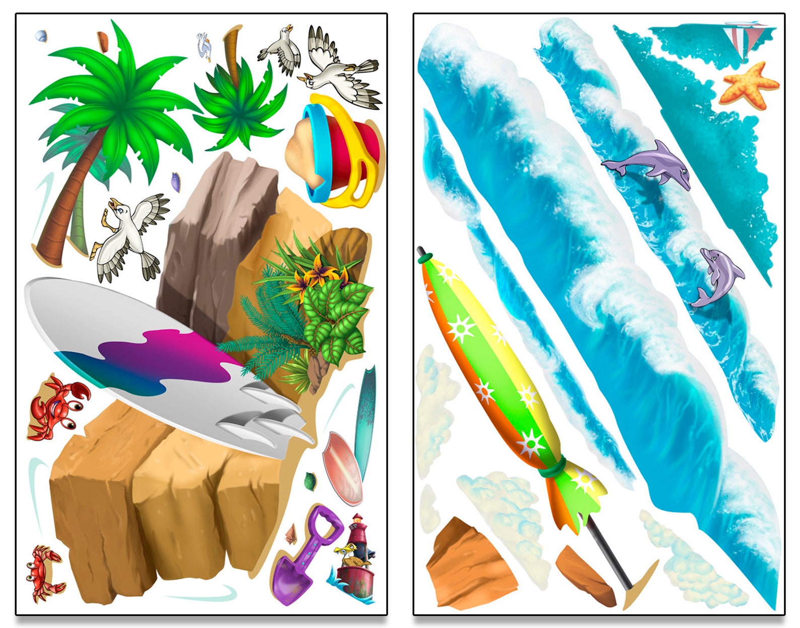 Paradise Island Beach Seaside Fun Kids Peel and Stick Reusable - Etsy