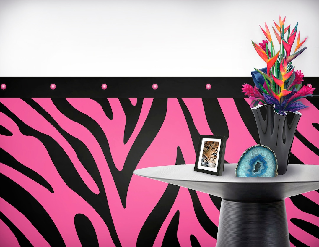 Hot Pink Zebra Pattern Peel and Stick Wallcovering Wainscot Wall Decals ...