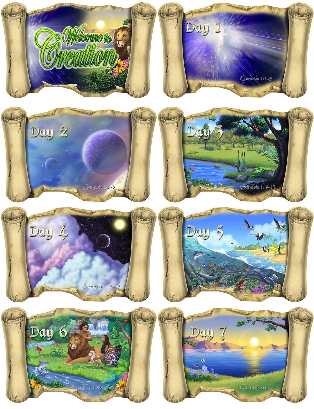 Biblical Story of Genesis Creation Scroll Pack (available as Peel and ...