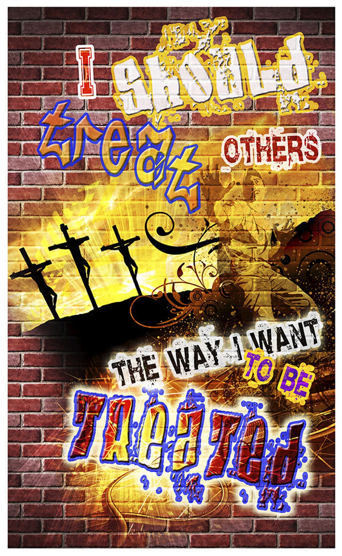 Youth/teens Grunge Graffiti Biblical Christian Backdrop Peel and Stick ...