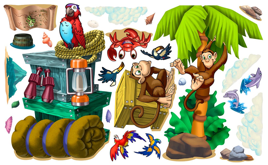 Pirates Cove Kids Peel and Stick Reusable Vinyl Wall Decals - Etsy