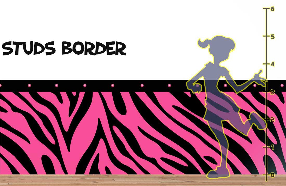 Hot Pink Zebra Pattern Peel and Stick Wallcovering Wainscot Wall Decals ...