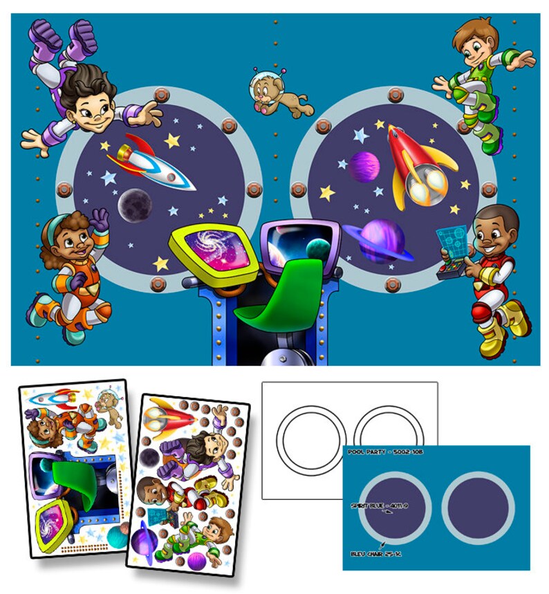 Cosmic Outer Space Intergalactic Planetary Space Station Mural Kit Room ...