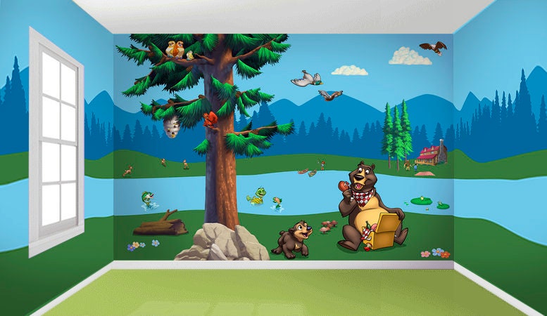 Camping Themed Reusable and Removable Peel and Stick Room in a Tube ...