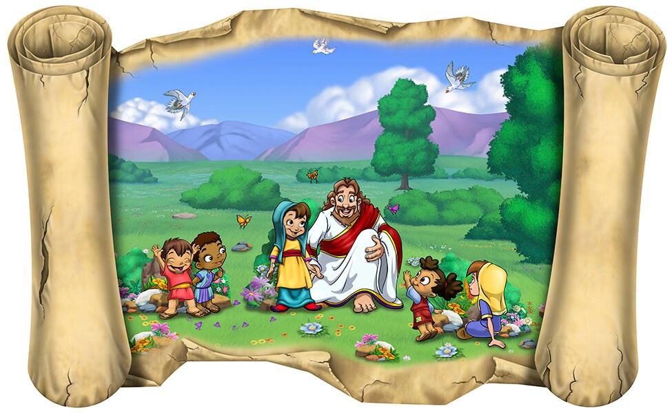 Biblical Jesus and the Children Peel and Stick Reusable Wall Decal ...