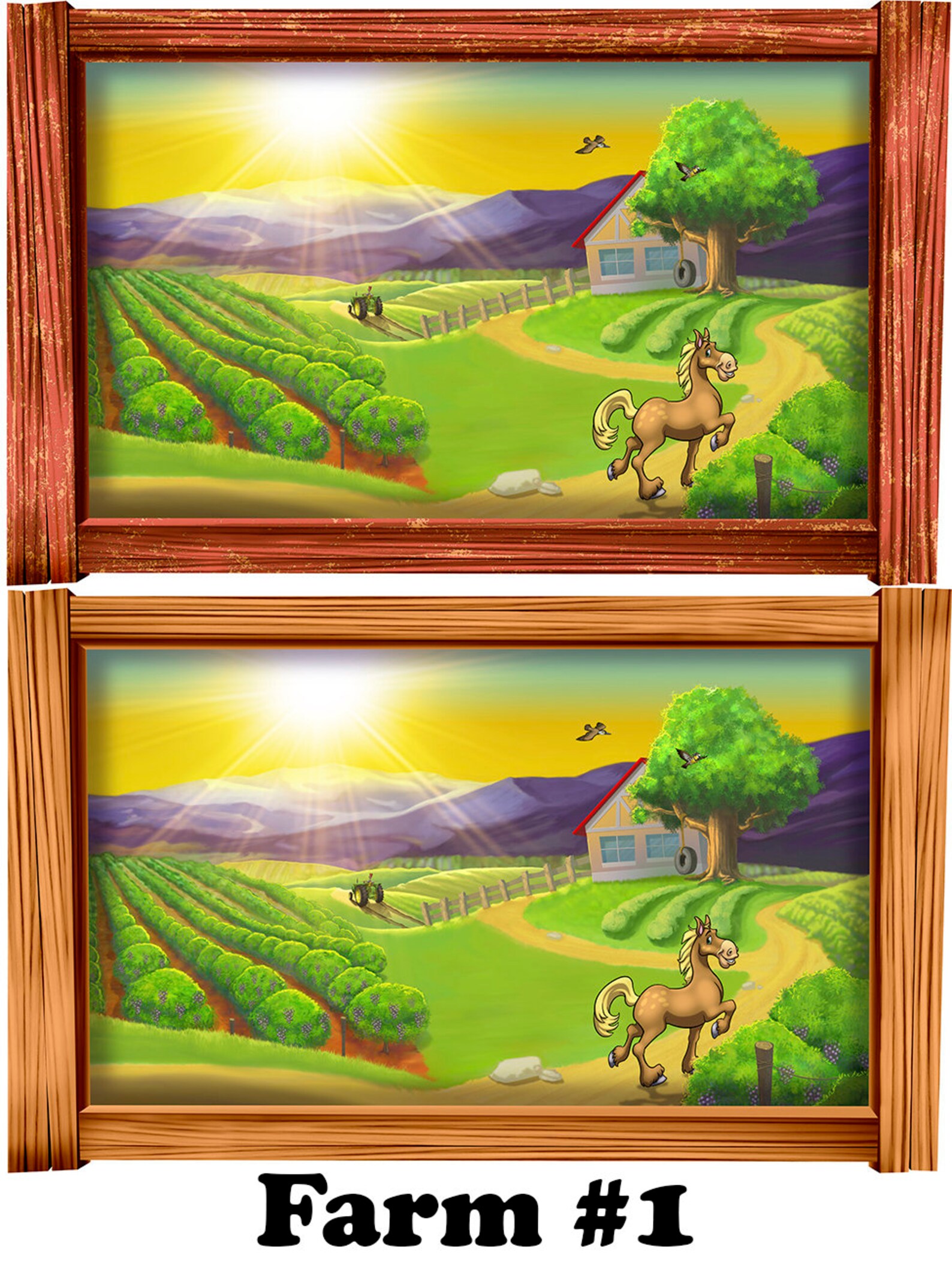 Peel and Stick Cartoon Country Farm Framed Mural Wall Art Decal ...