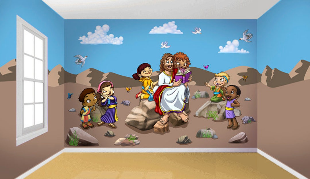 Biblical Jesus and Children Reading Stories Room in a Tube Peel and ...