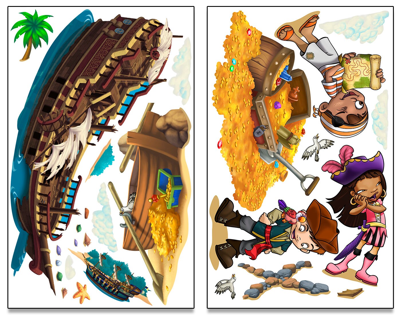 Pirates Cove Kids Peel and Stick Reusable Vinyl Wall Decals (room in a ...