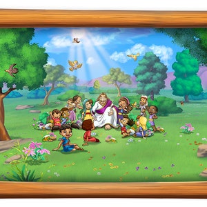 Biblical Jesus and the Children Peel and Stick Reusable Wall Decal ...