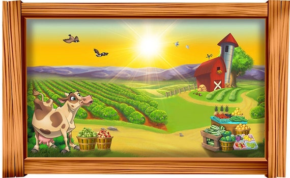 Peel and Stick Cartoon Country Farm Framed Mural Wall Art | Etsy