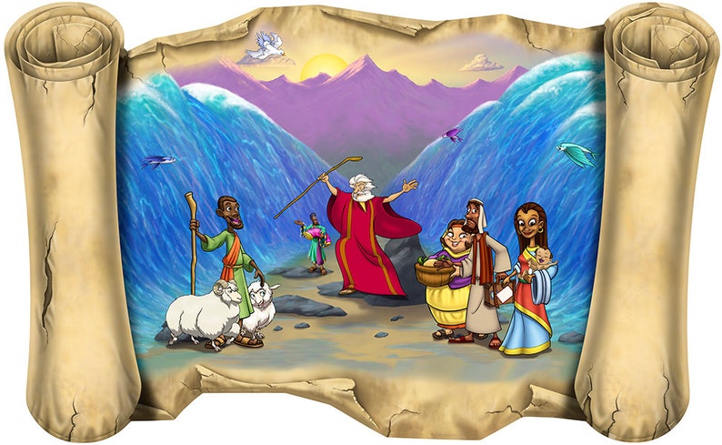 Biblical Moses Parts Red Sea Peel and Stick Reusable Wall Decal (choice ...