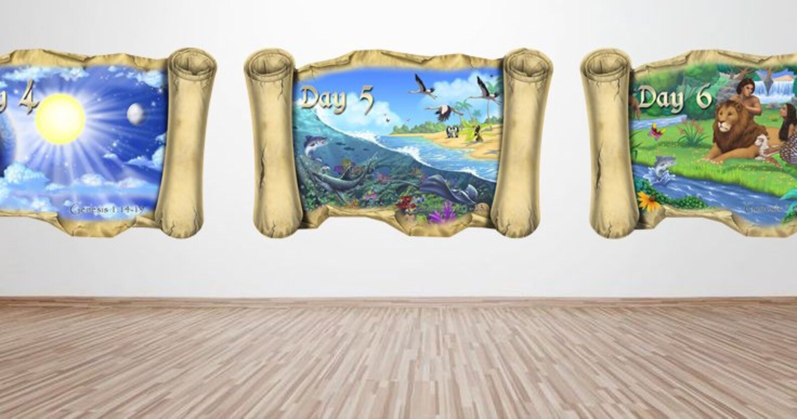 Biblical Story of Genesis Creation Scrolls Peel and Stick Reusable ...