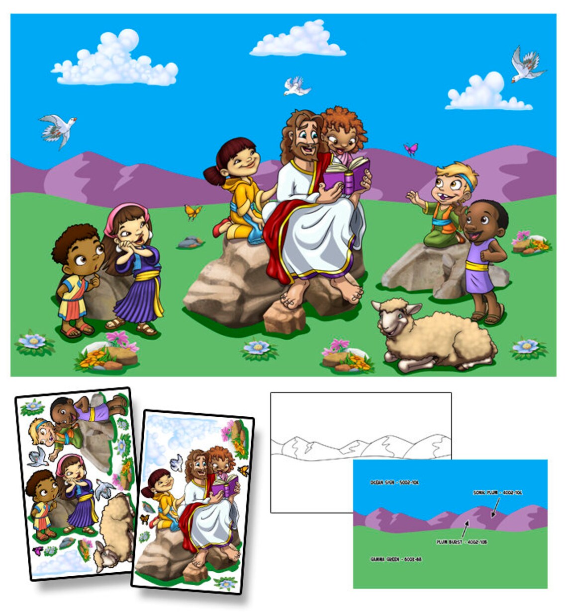 Biblical Jesus and Children Reading Stories Room in a Tube | Etsy