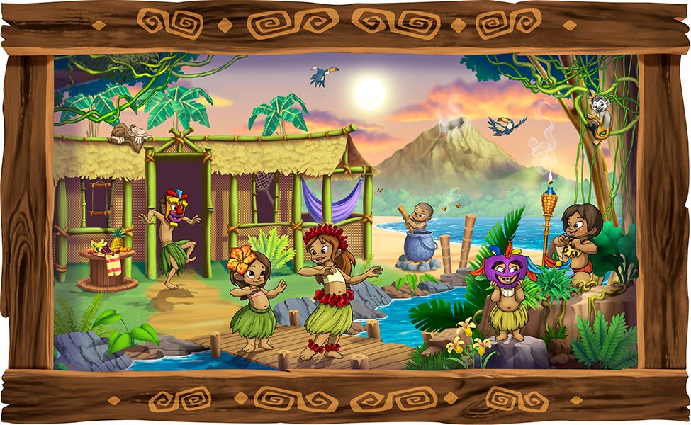 Peel and Stick Cartoon Hawaii/polynesian Framed Mural Wall Art Decal ...