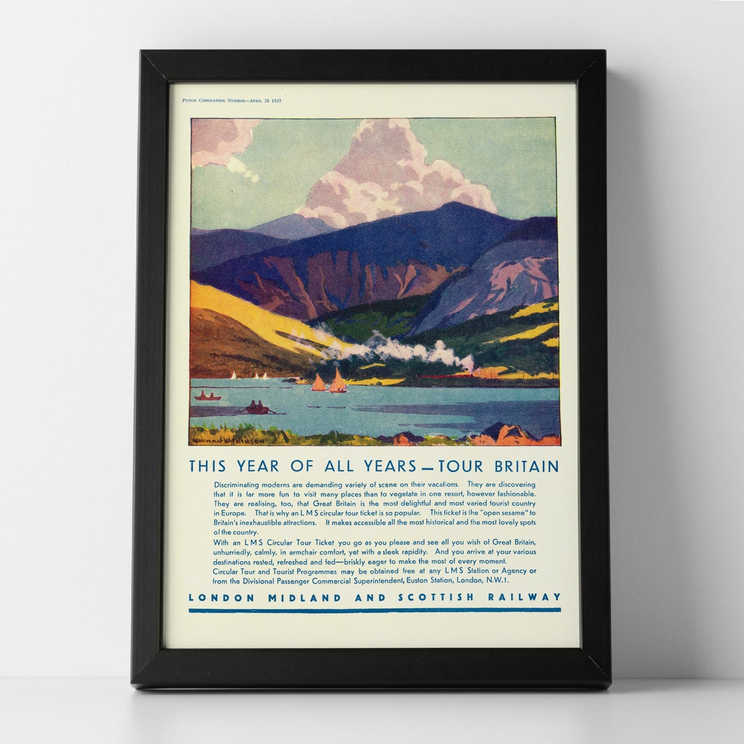 1937 Railway Travel Poster: London Midland & Scottish Advert - Etsy