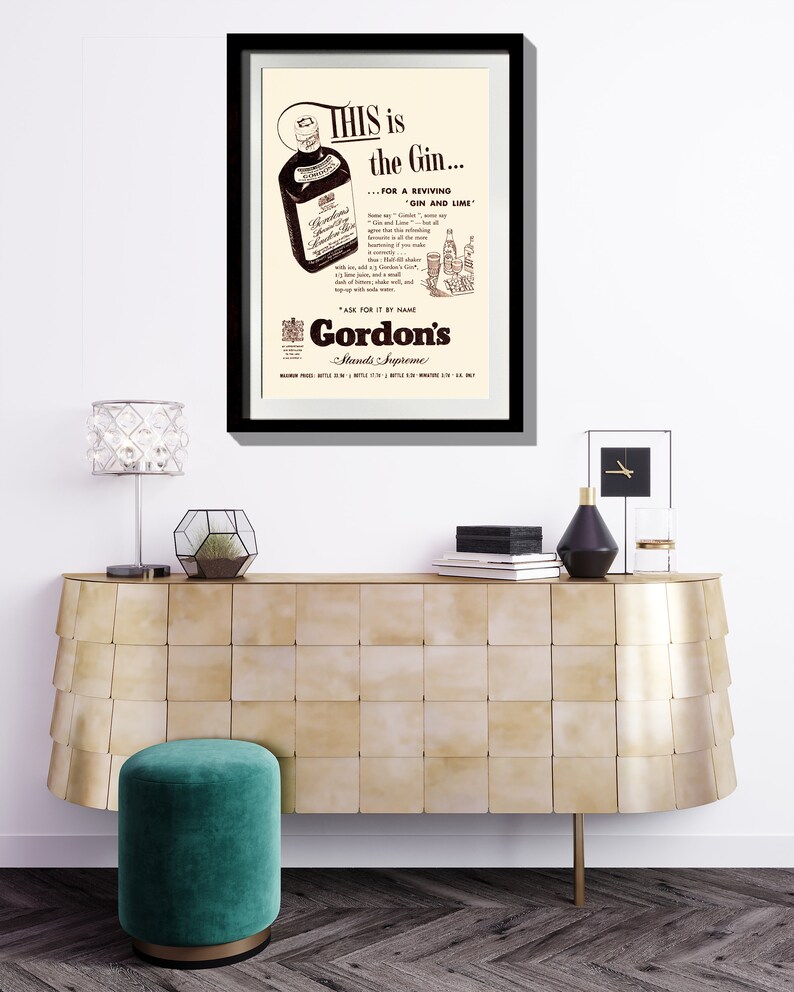 Gordon's Gin Advert From 1955 Framed or Unframed Poster | Etsy