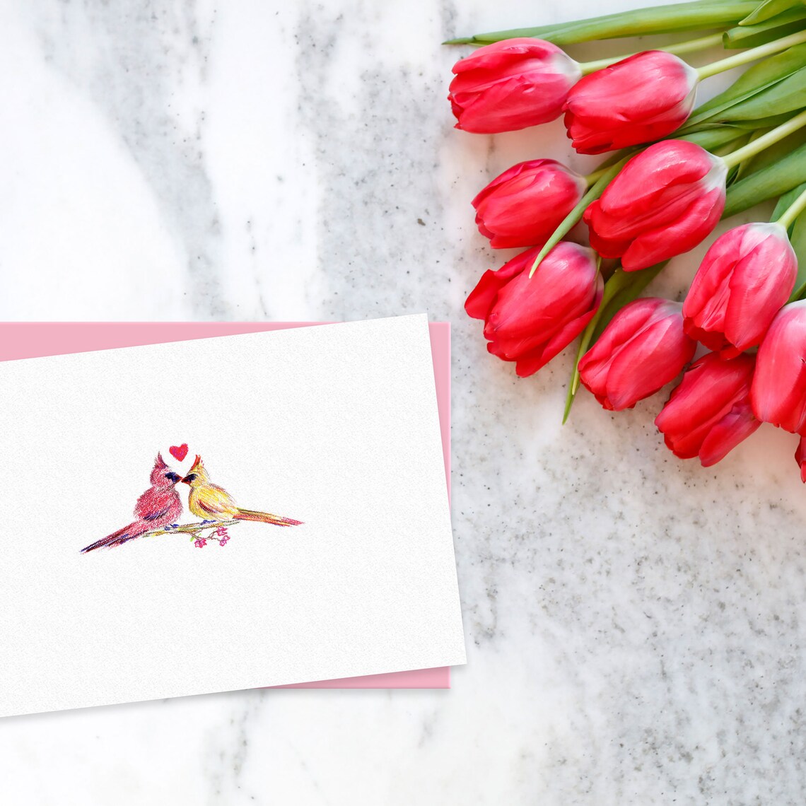 Love Birds romantic Greeting Card for Weddings or Special - Etsy