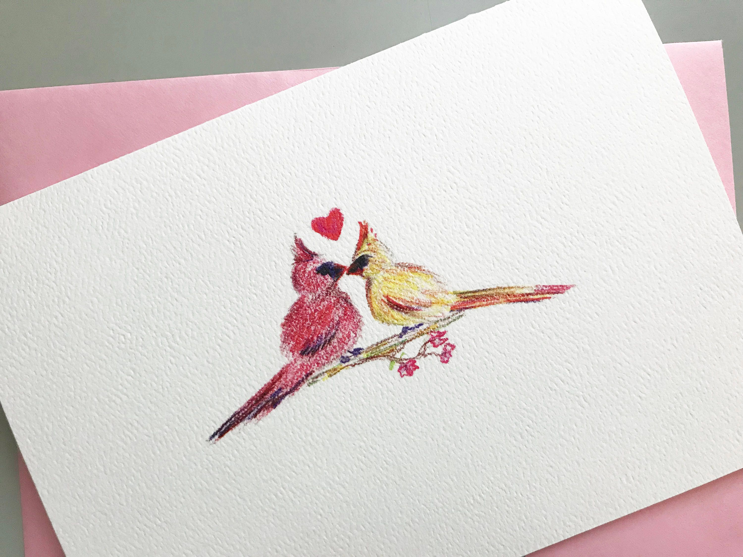 Love Birds romantic Greeting Card for Weddings or Special - Etsy
