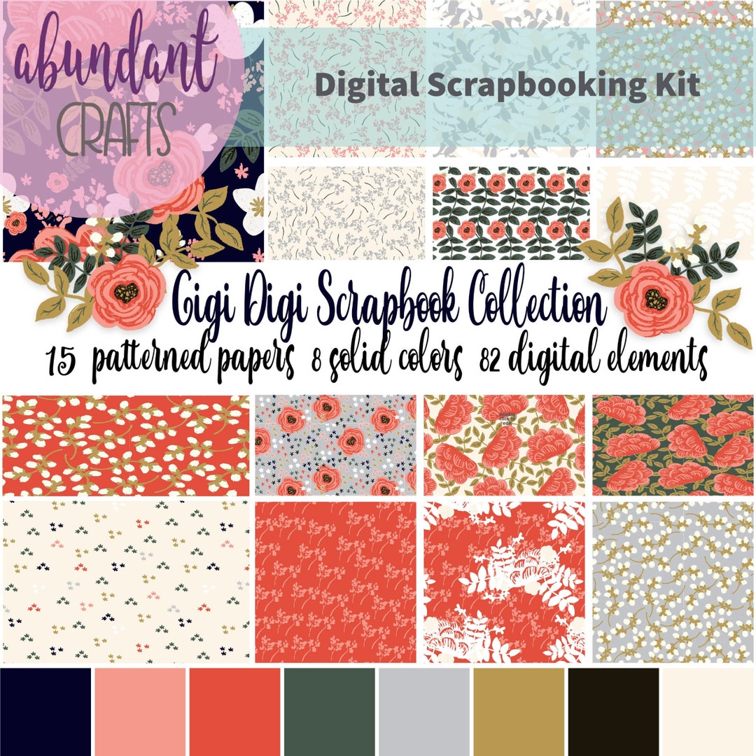 Digital Scrapbooking Kit Digi Scrap Gigi Collection Hand Drawn Digi ...