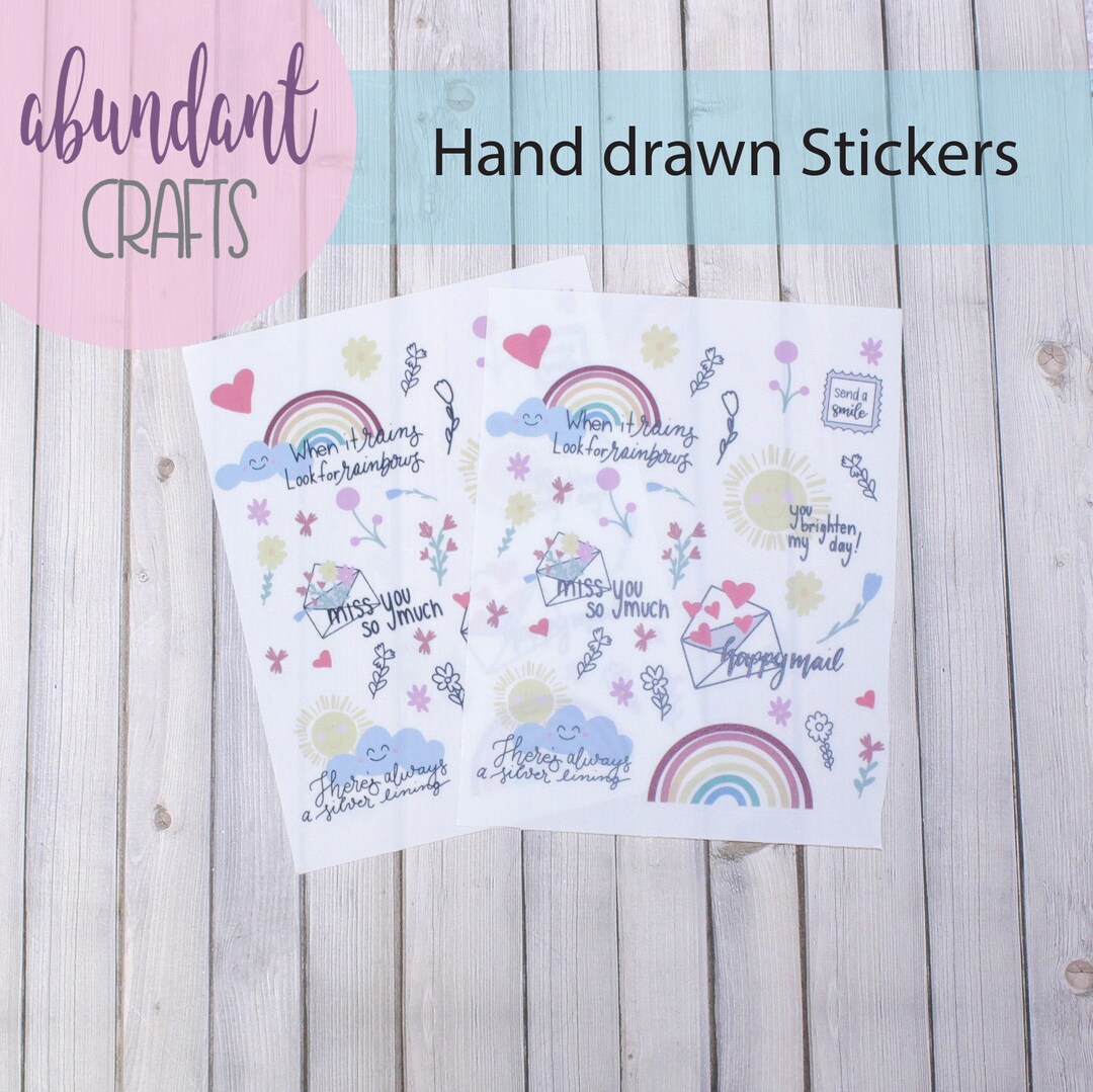 Rainbow Happy Mail Sticker Sheets Hand Drawn - Etsy