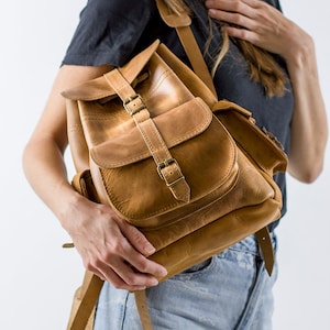 Greek Backpack Leather Rucksack Leather Backpacks Women Brown Leather ...