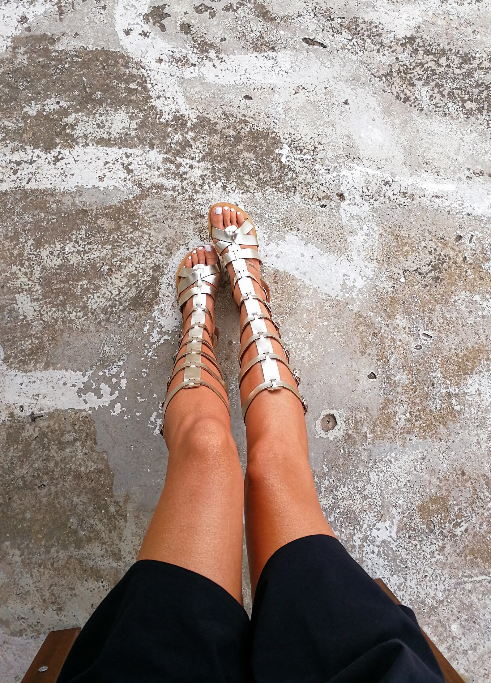 Gold Gladiator Sandals Women, Knee High Leather Sandal, Handmade Greek ...