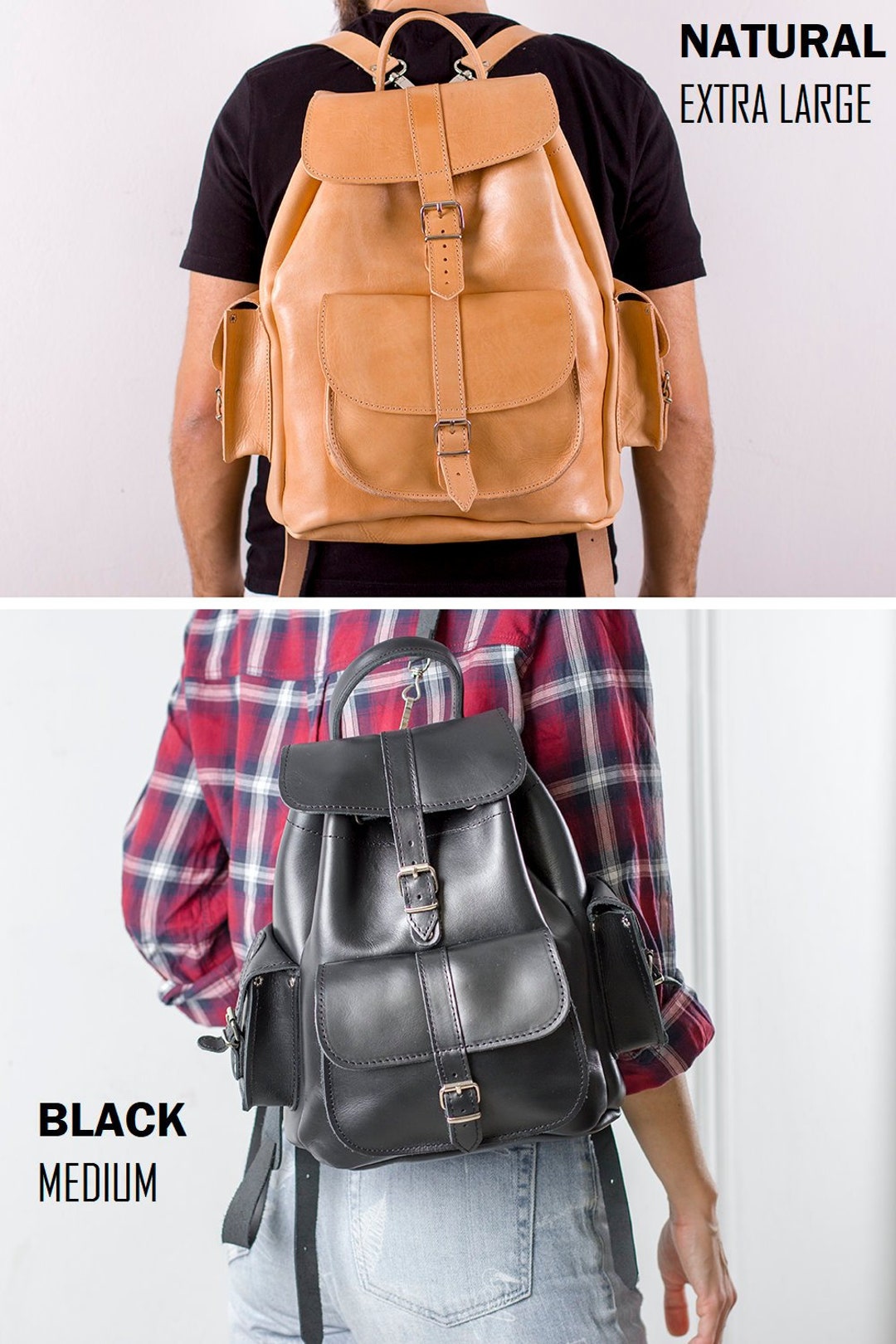 Leather Backpack Mens Backpack Work Bag Leather Rucksack Men Travel Bag ...
