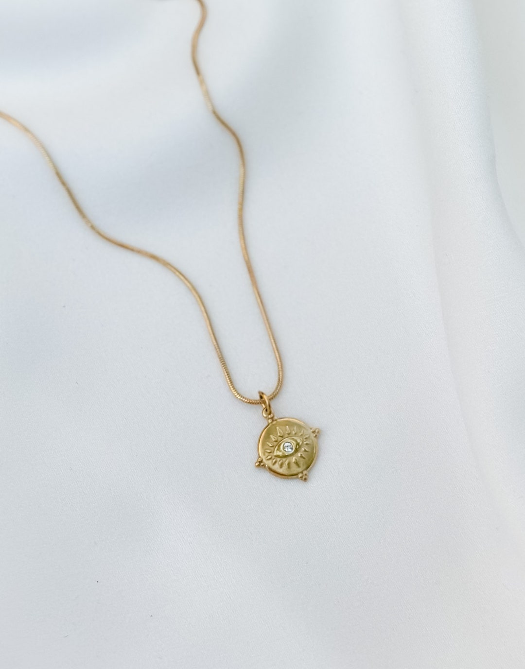 Eye Gold Chain Necklace Women, Evil Eye Pendant With Zircon Crystal ...