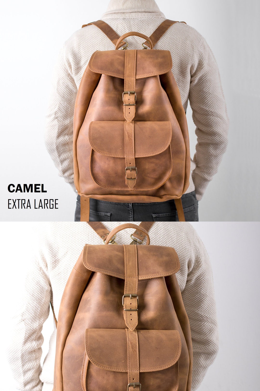 Distressed Leather Backpack Mens Backpack Laptop Backpack for Men Women ...