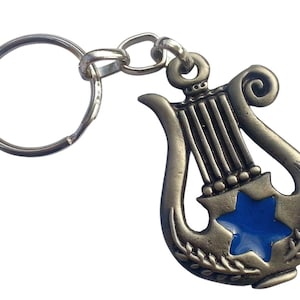 Kinnor David Keychain (harp / Lyre) Jewish Bible Musical Instrument and ...