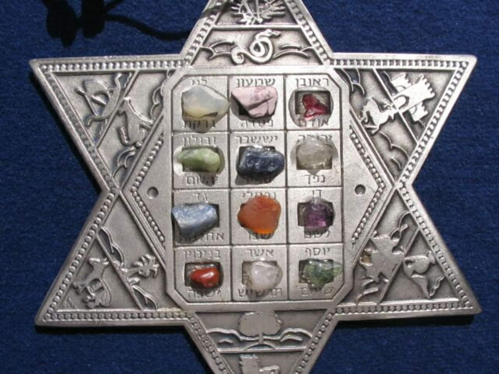 Star of David W/ 12 Choshen Gems as Israel Tribes in English / | Etsy