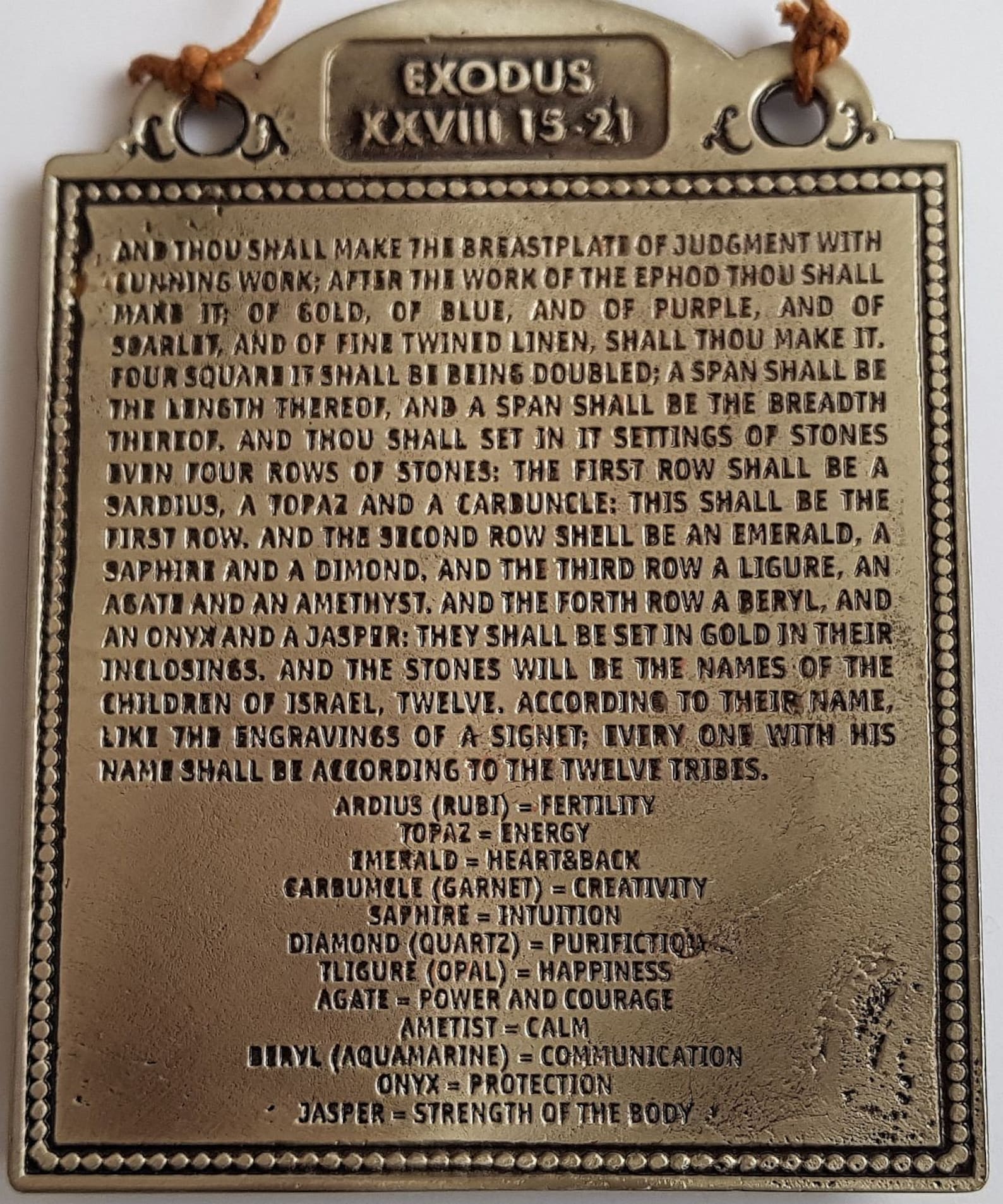 Decorative 12 Choshen Gems Wallhanging Ornament With the Israel Tribes ...