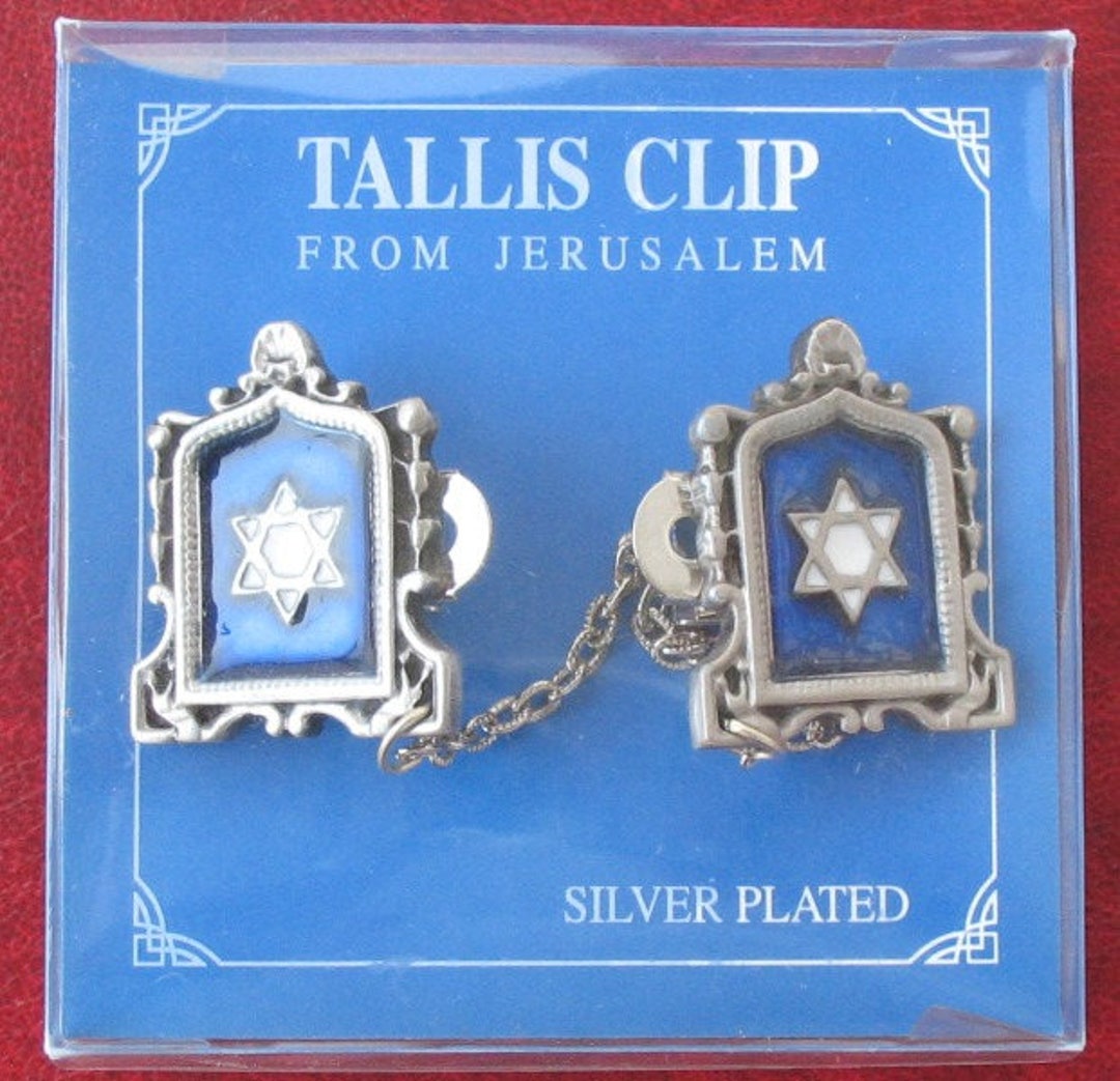 Star of David Silver Plated Jerusalem TALIT CLIPS Tallis Talis Tallit ...
