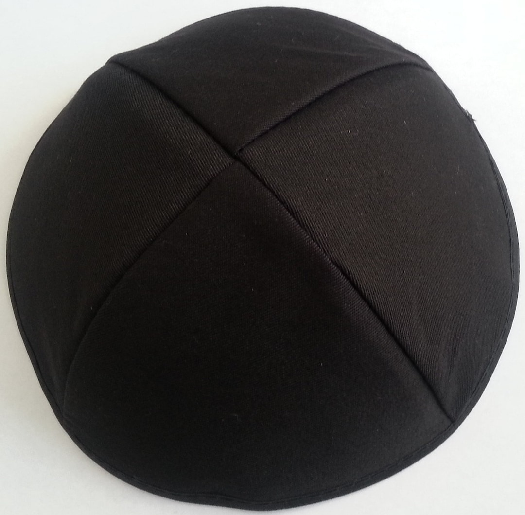 LOT OF 2 KIPPA Size: 15cm / 16cm Plush Black Yarmulke Kipa Kippah ...